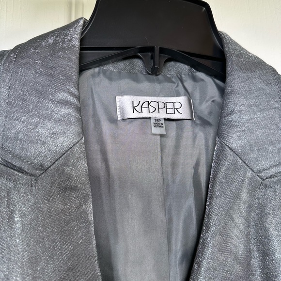 Kasper | Jackets & Coats | Kasper Womens Button Notch Collar Metallic ...